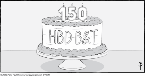 Banker & Tradesman's Editorial Cartoon: HBD B&T - Banker & Tradesman